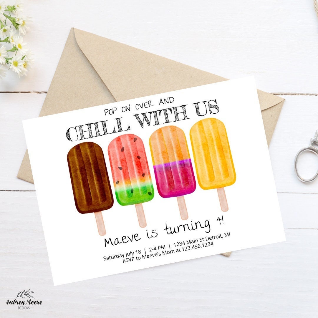 Popsicle Birthday Invitation Template | Editable Popsicle Birthday ...
