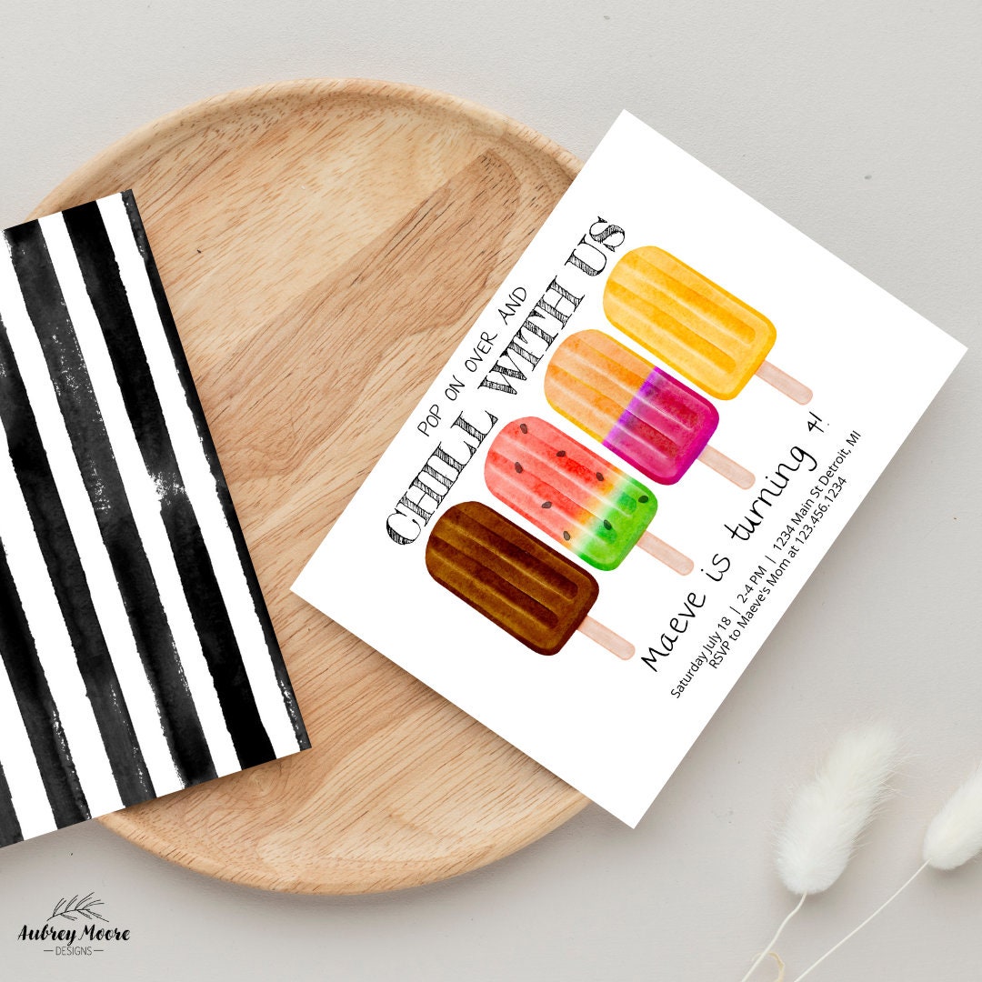 Popsicle Birthday Invitation Template | Editable Popsicle Birthday ...