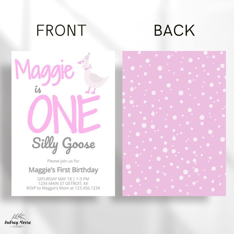 Silly Goose 1st Birthday Invitation Girls Birthday Invite Animal ...