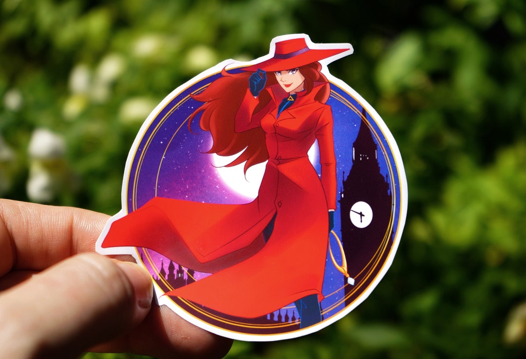 Carmen Sandiego Round Sticker - La Femme Rouge - Etsy