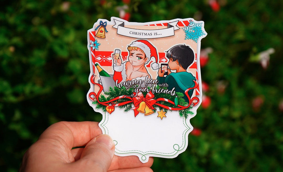 Yuuri on Ice Phichimetti Christmas Sticker Greeting Card - Chris ...