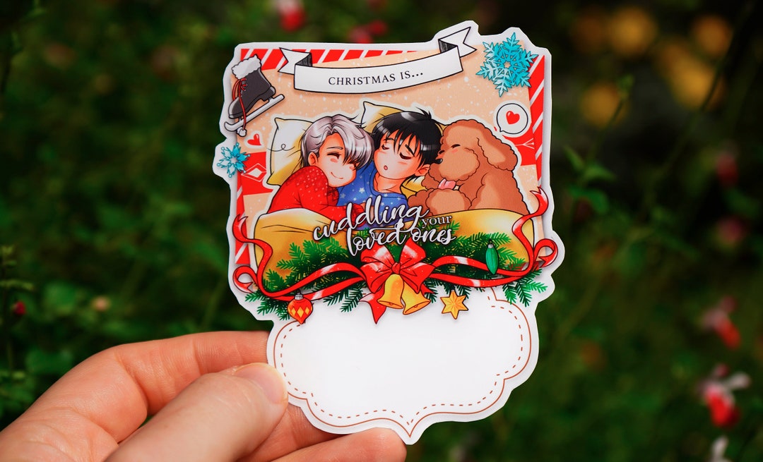 Yuuri on Ice Victuuri Christmas Sticker Greeting Card Viktor Nikiforov ...