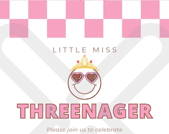 Threenager Birthday Party Invitation, Three-nager Party Theme, 3rd ...