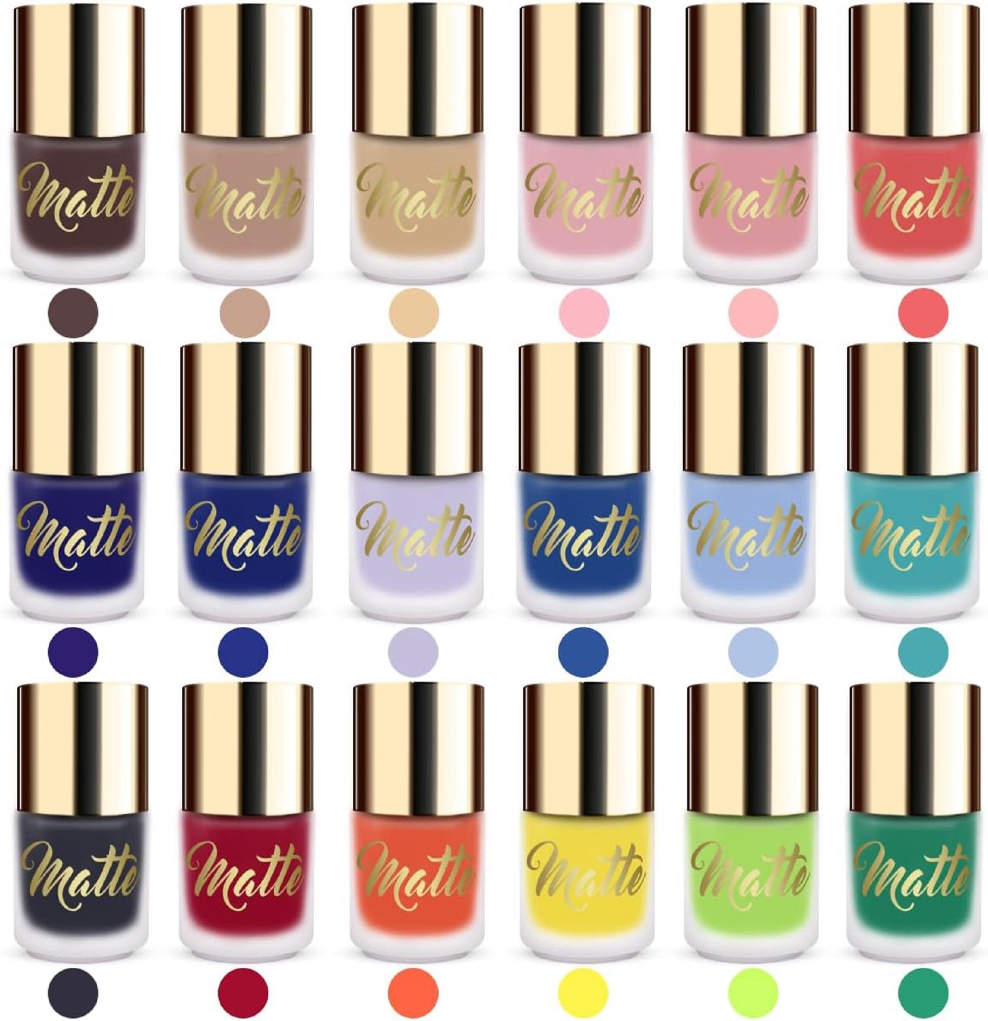 Matte Nail Polish Set 18 Nail Polish 18 Different Shades Luxury Black Gold Box Etsy UK