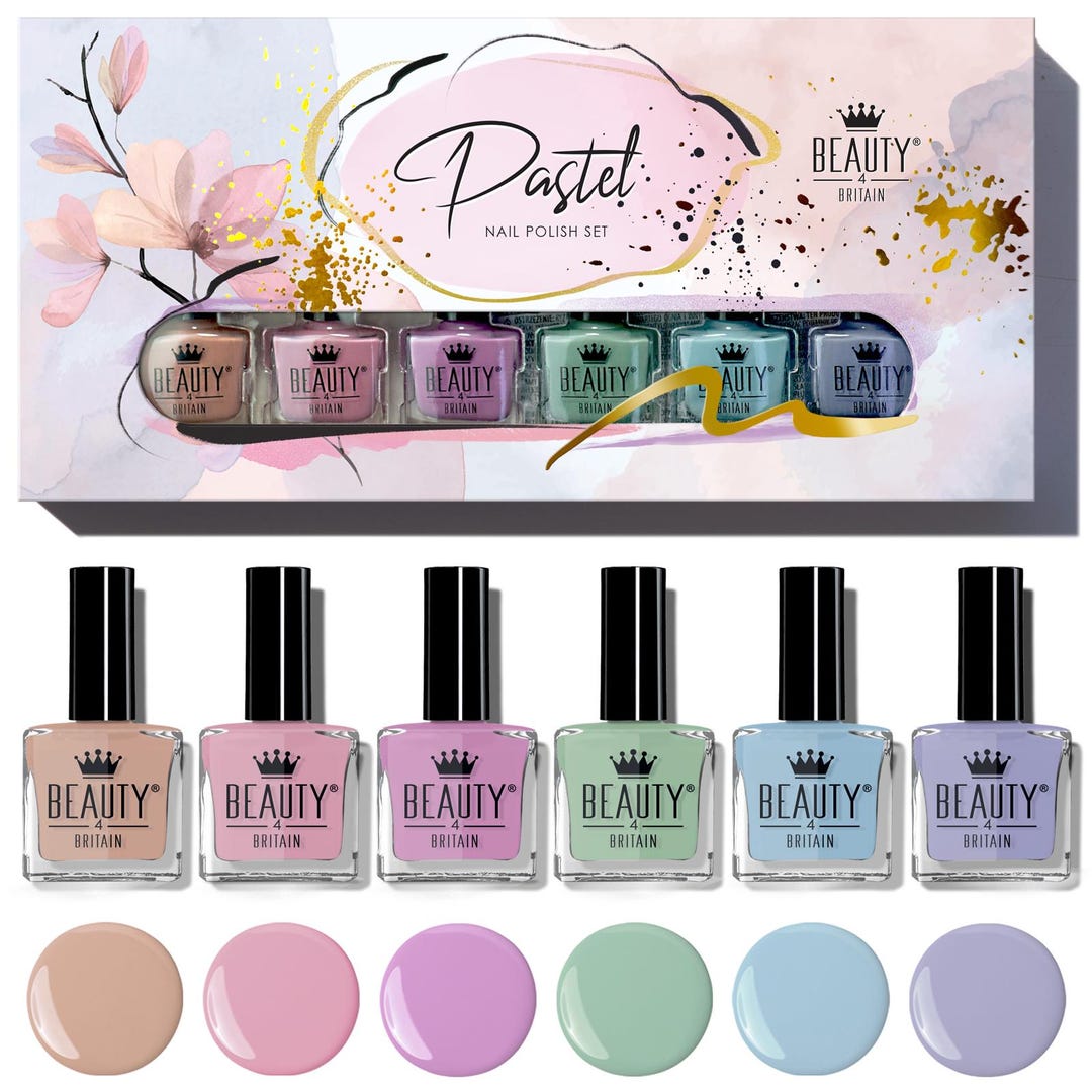 Set of 6 Pastel Nail Polishes 10ml Classic Shades in Beautifully ...