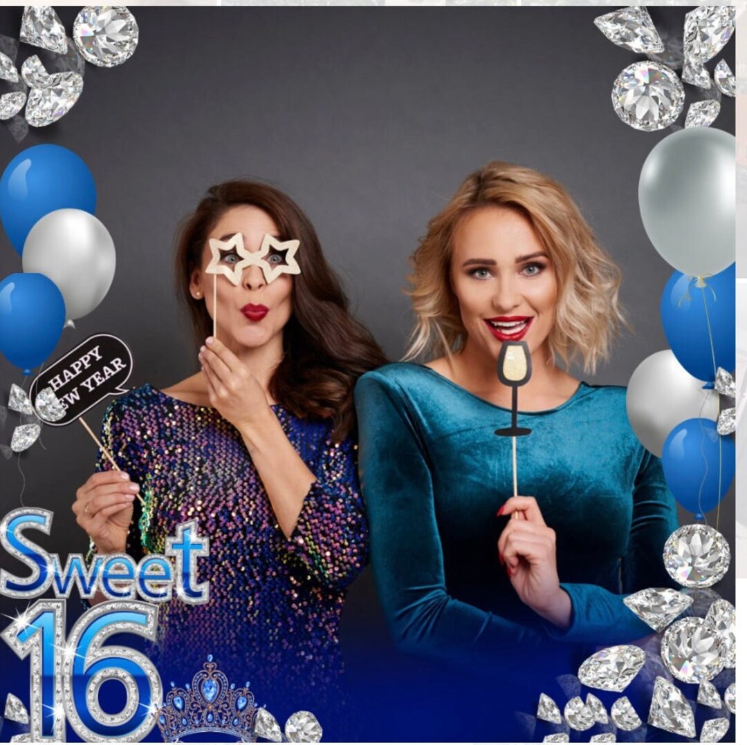 360 Booth Overlay Templet,photo Booth Overlay, Sweet 16 Diamond Theme ...