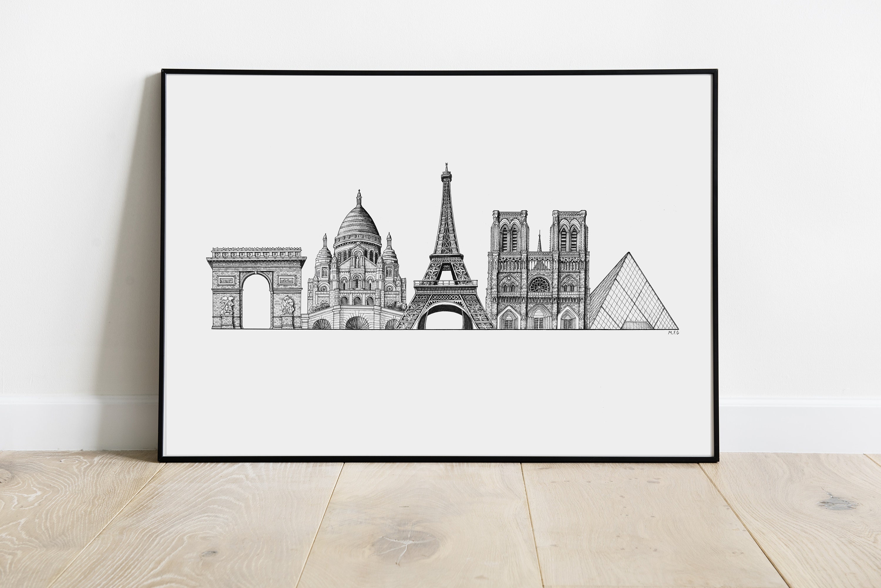 Hand Illustrated Paris Skyline Print A4 A3, Paris Cityscape, Paris Art ...