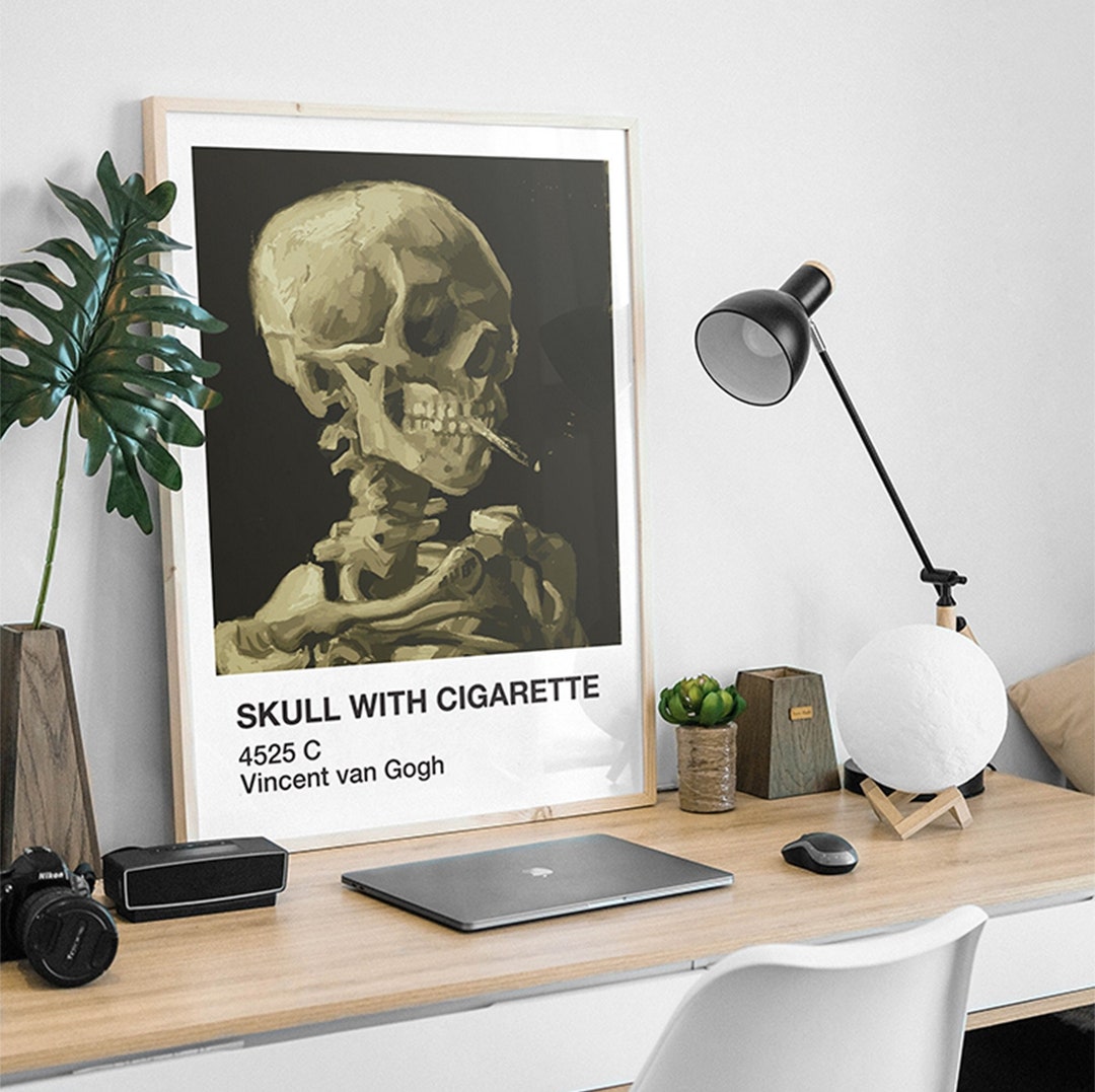 Van Gogh Skull With Cigarette Print Printable Wall Art Digital Download ...