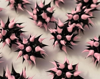 Qty 5 Piece 6mm Black and White Rubber Spike Beads,silicone Spike Beads ...