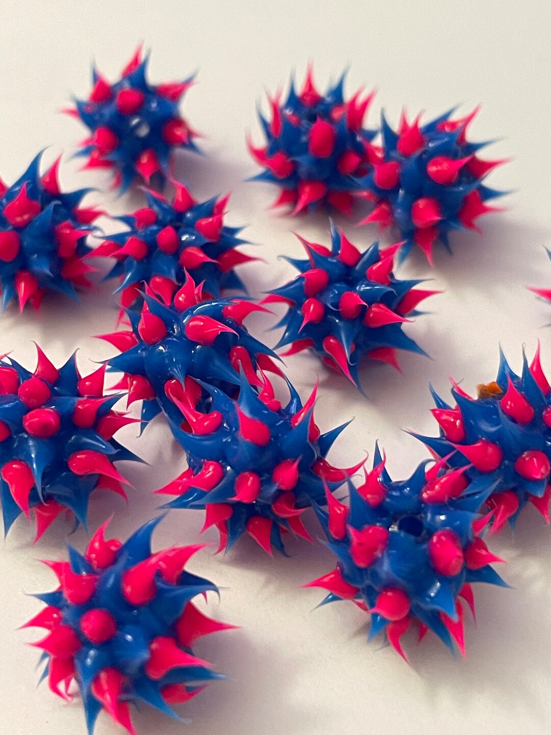 Qty 5 Pink/blue 10mm-12mm Rubber Spike Beads, Silicone Spike Beads ...