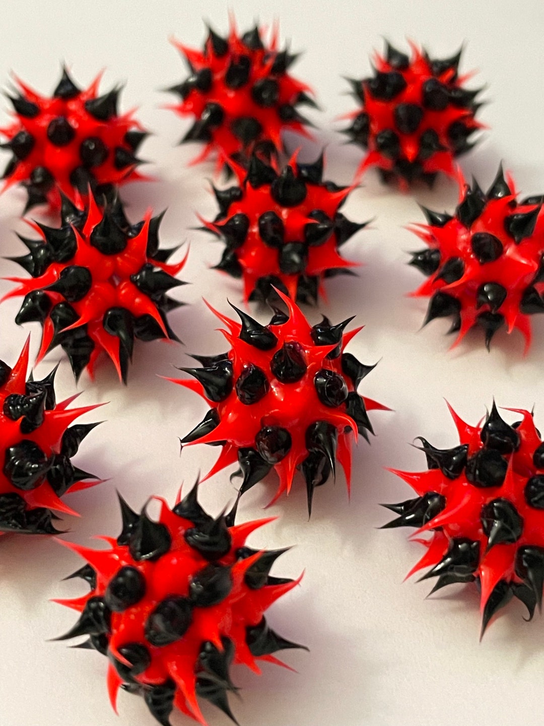 Qty 5 Piece Red/black 18mm Rubber Spike Beads,silicone Spike Beads ...
