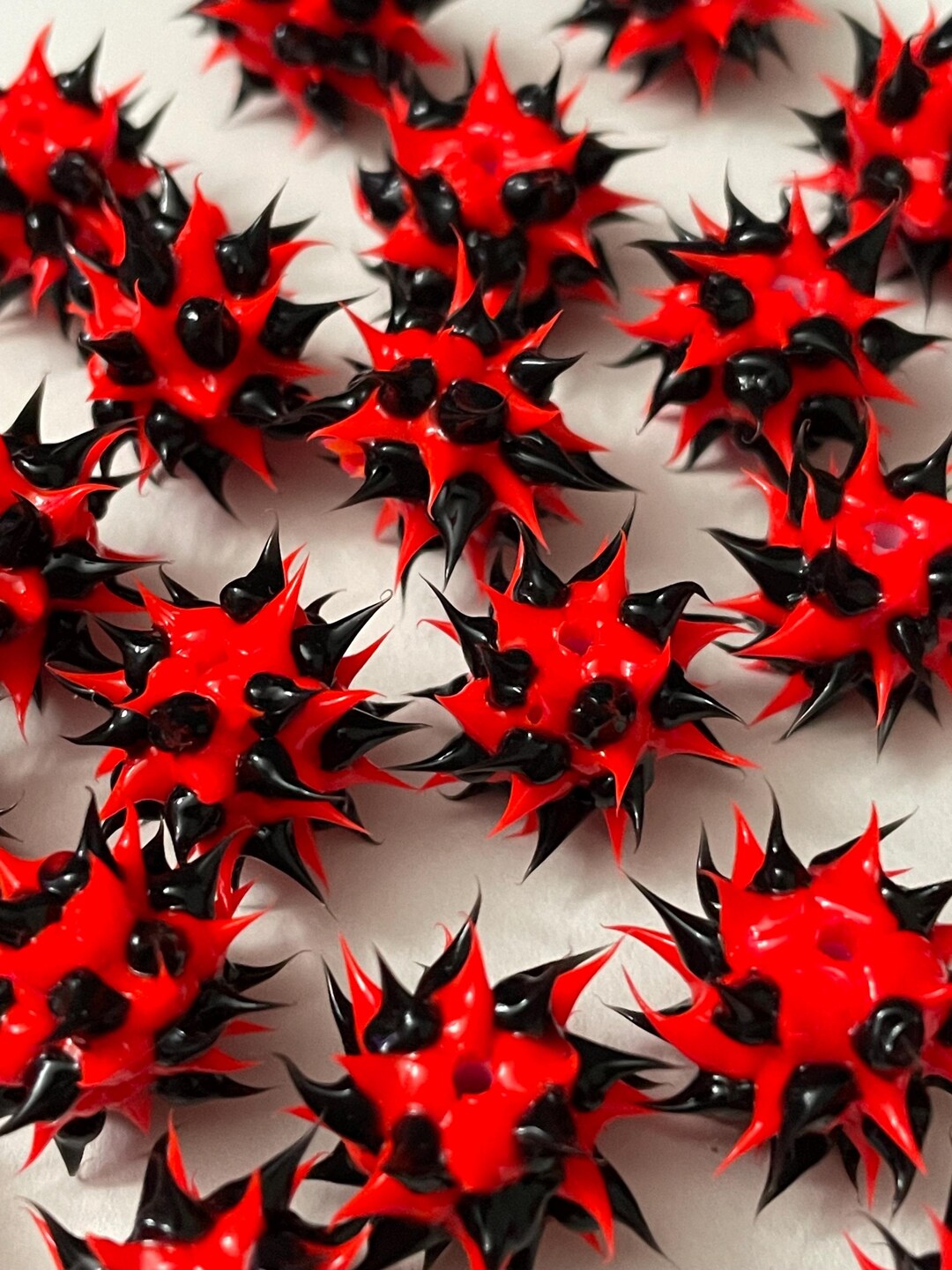 Qty-5 Piece Red and Black 10mm Rubber Spike Beads, Silicone Beads, Y2k ...