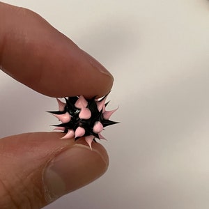 Qty 10 Piece 6mm Pink and Black Rubber Spike Beads, Silicone Beads, Y2k ...