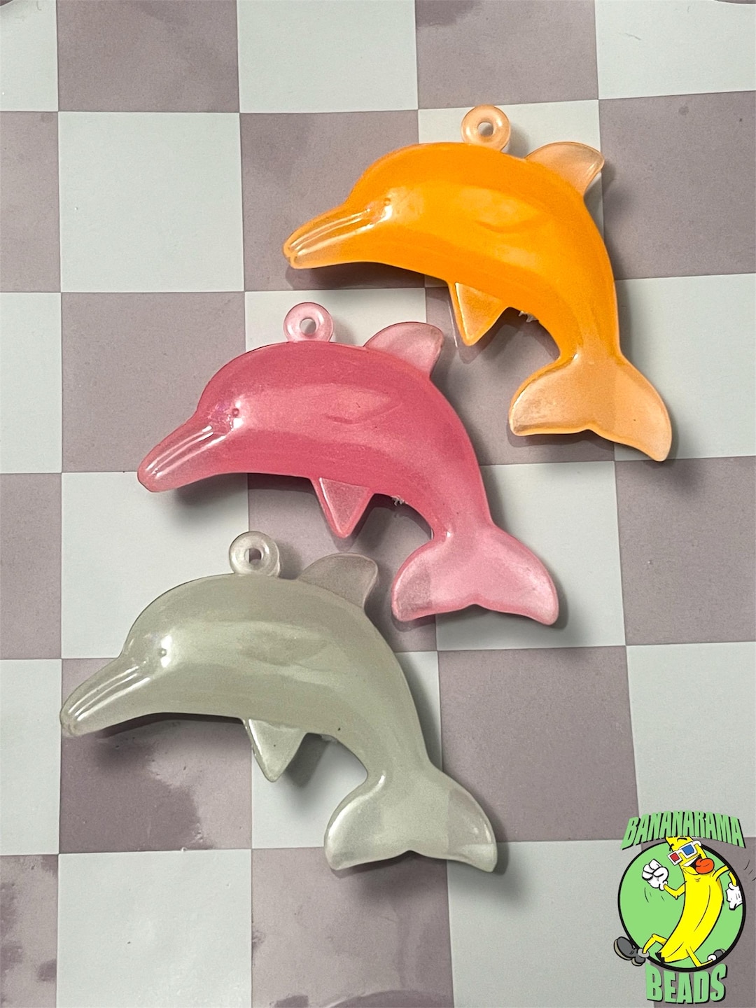 Acrylic Glow in the Dark Dolphin Pendants, Black Light Dolphin Kandi ...