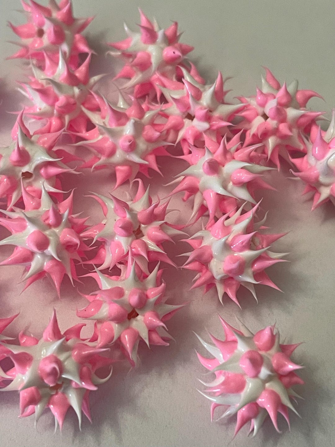 10-piece Set 8mm Pink and White Rubber Spike Beads, Silicone Y2k Beads ...
