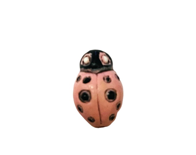 4 Tiny Pink Peruvian Ceramic Lady Bug Beads, Hand Painted Peruvian ...