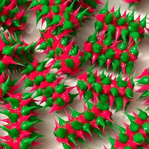 Qty 5 Piece Pink and Green 15mm Rubber Spikes Tube Beads - Etsy