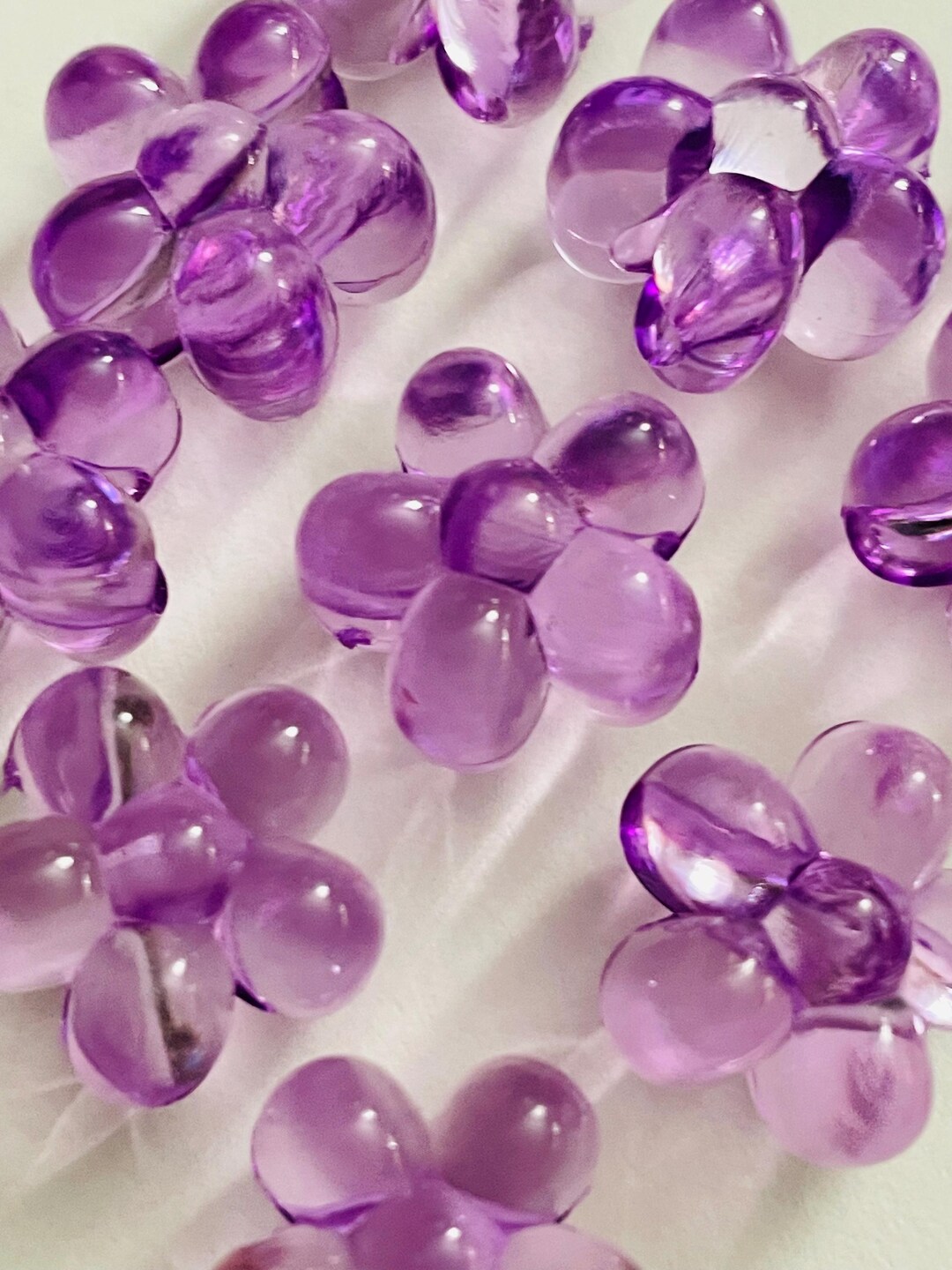 Qty 10 Piece Acrylic Transparent Lite Purple Flower Beads,transparent ...