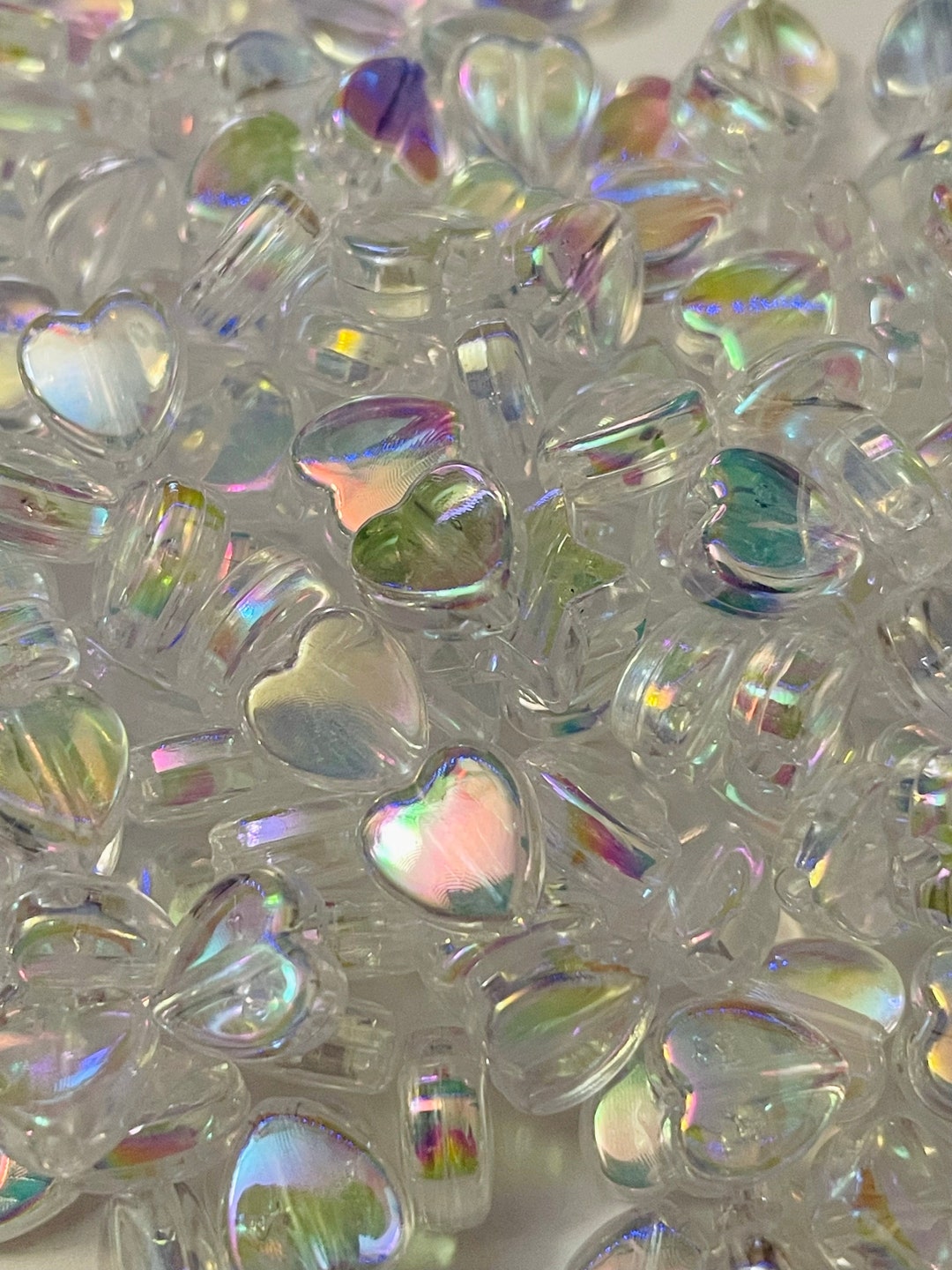Qty 80 Piece 8mm Acrylic/plastic Heart Shaped Iridescent Loose - Etsy