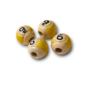 Pool Ball Beads, Hand Painted Beads, Sport Beads, Ceramic Sports Beads ...