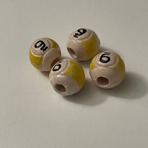 Pool Ball Beads, Hand Painted Beads, Sport Beads, Ceramic Sports Beads ...