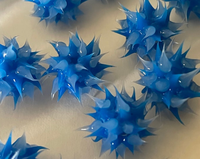 Qty 5-piece 8mm Small Blue/light Blue Rubber Spike Beads, Silicone ...