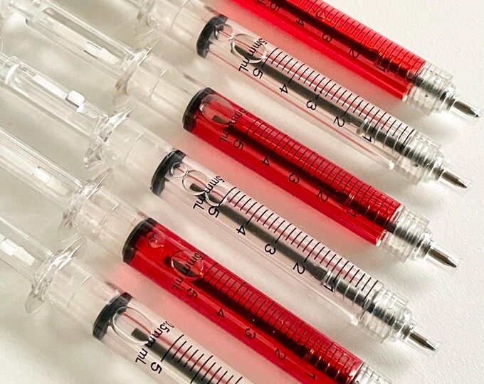 Qty 6 Piece Set of Novelty Syringe Pens, Health Care Worker Gift of ...