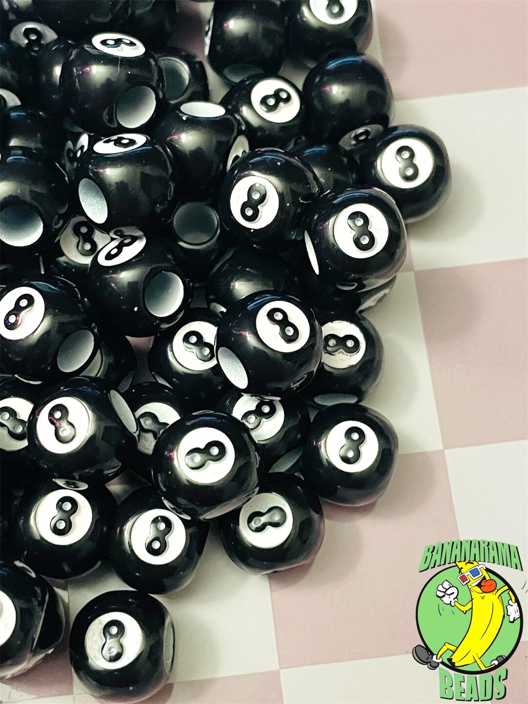 Qty 20-piece Acrylic Pool Ball Beads Size 10mm, Acrylic Sports Beads, 8 ...
