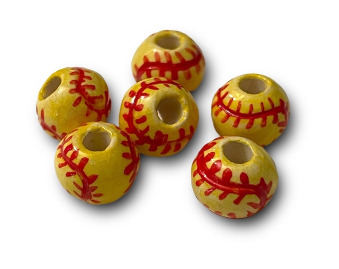 Softball Beads, Peruvian Ceramic Beads, Sportsball Beads, Ceramic ...