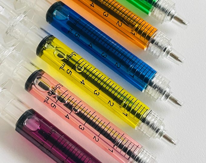 Qty 6 Piece Set of Novelty Syringe Pens, Health Care Worker Gift of ...