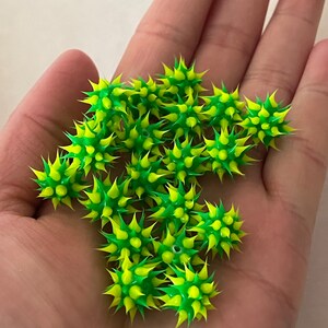 10pc Yellow & Lime Green Rubber Spike Beads: 10mm Silicone Spikey Balls ...