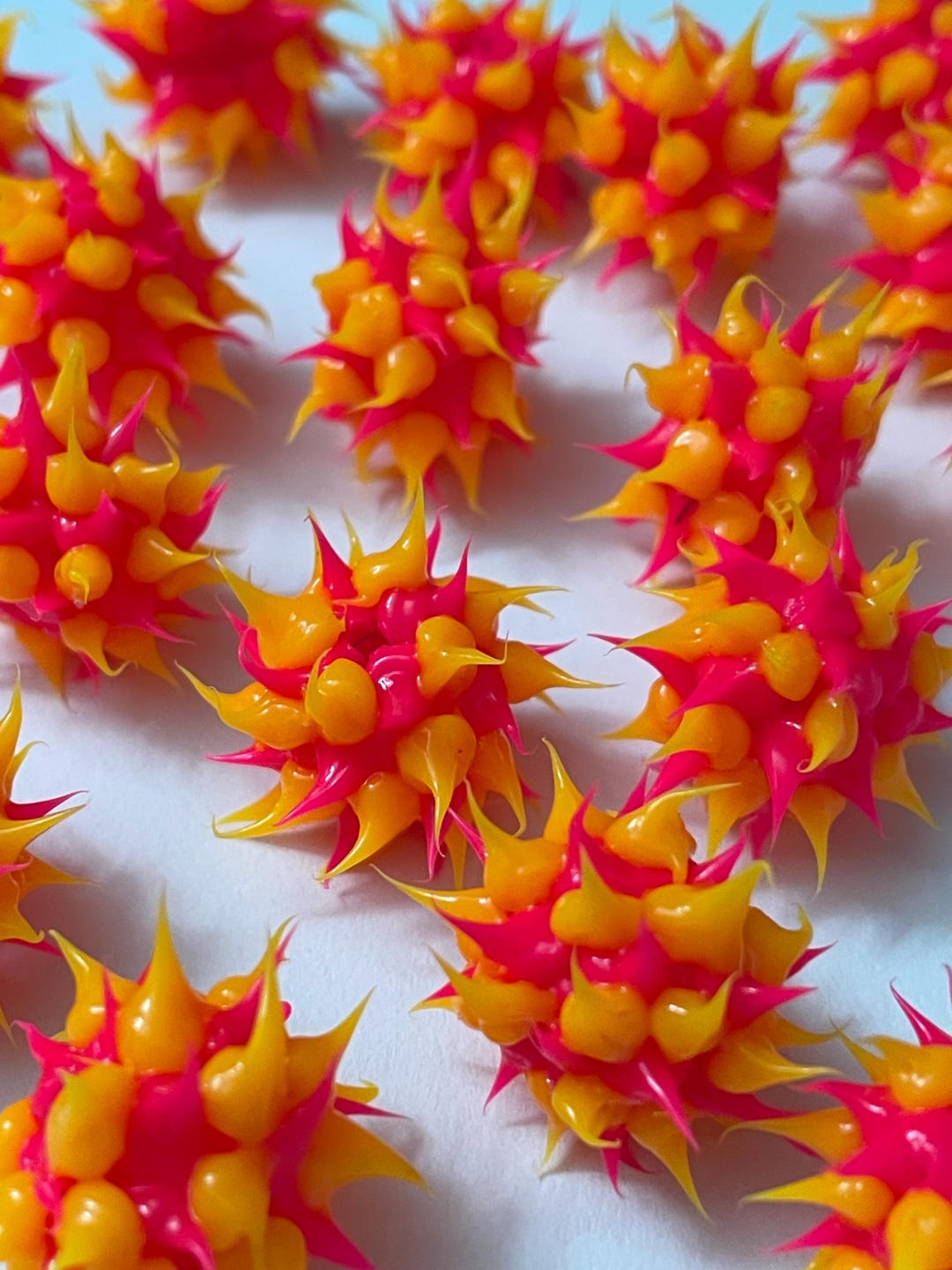 Qty 5 Piece Bright Pink/yellow 18mm Rubber Spike Beads,silicone Spike ...