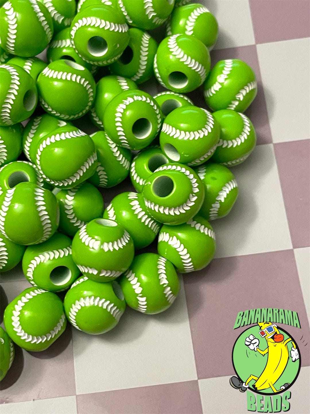 Qty 20-piece Acrylic Baseball/softball Beads Size 10mm, Acrylic Sports ...