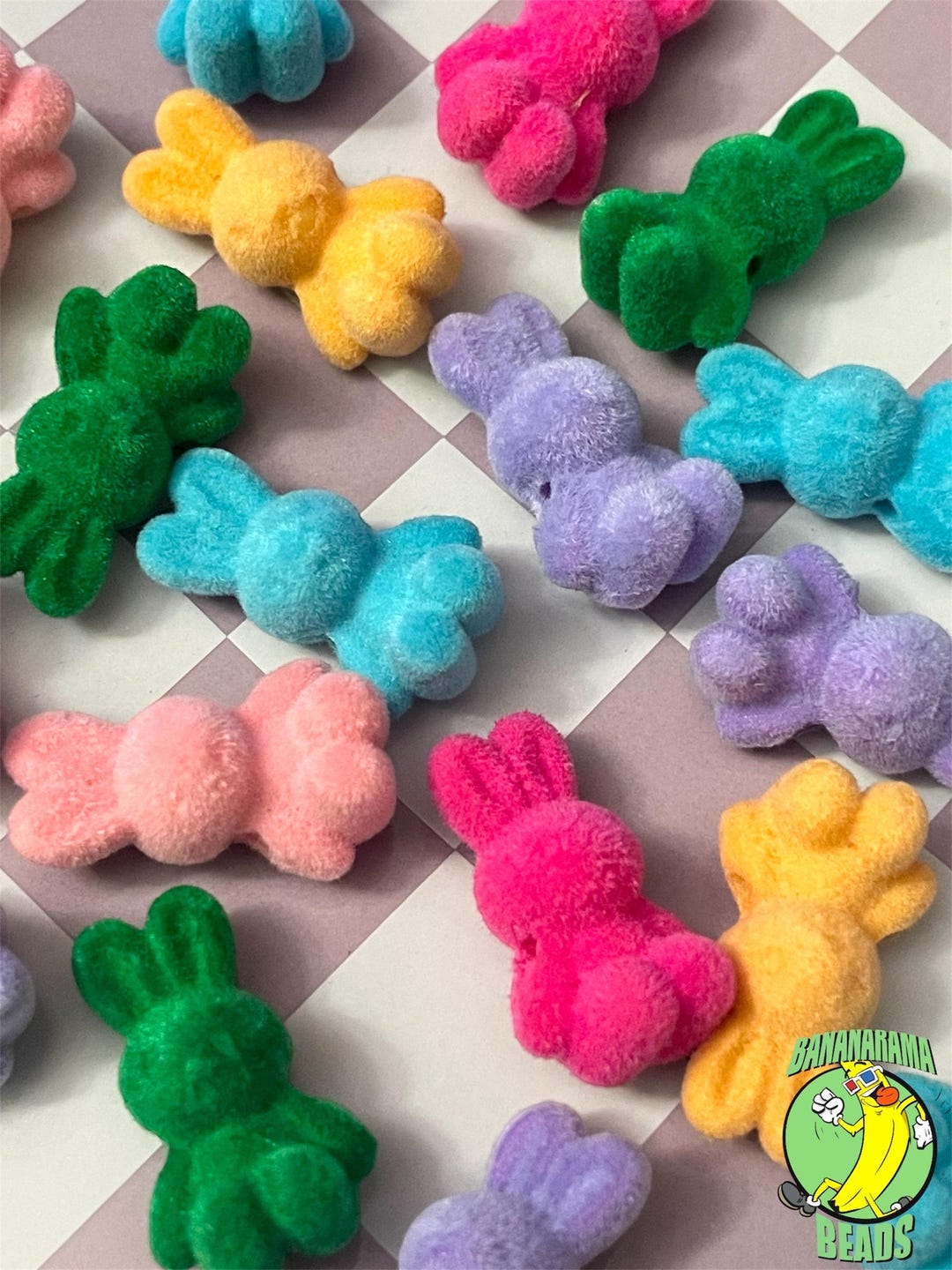 10-piece Flocked Bunny Rabbit Beads Assorted Color Size 24mm - Etsy