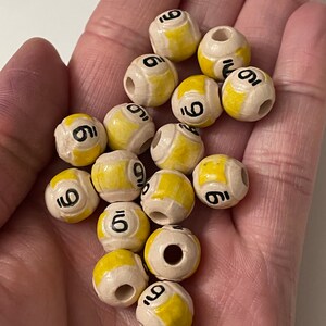Pool Ball Beads, Hand Painted Beads, Sport Beads, Ceramic Sports Beads ...
