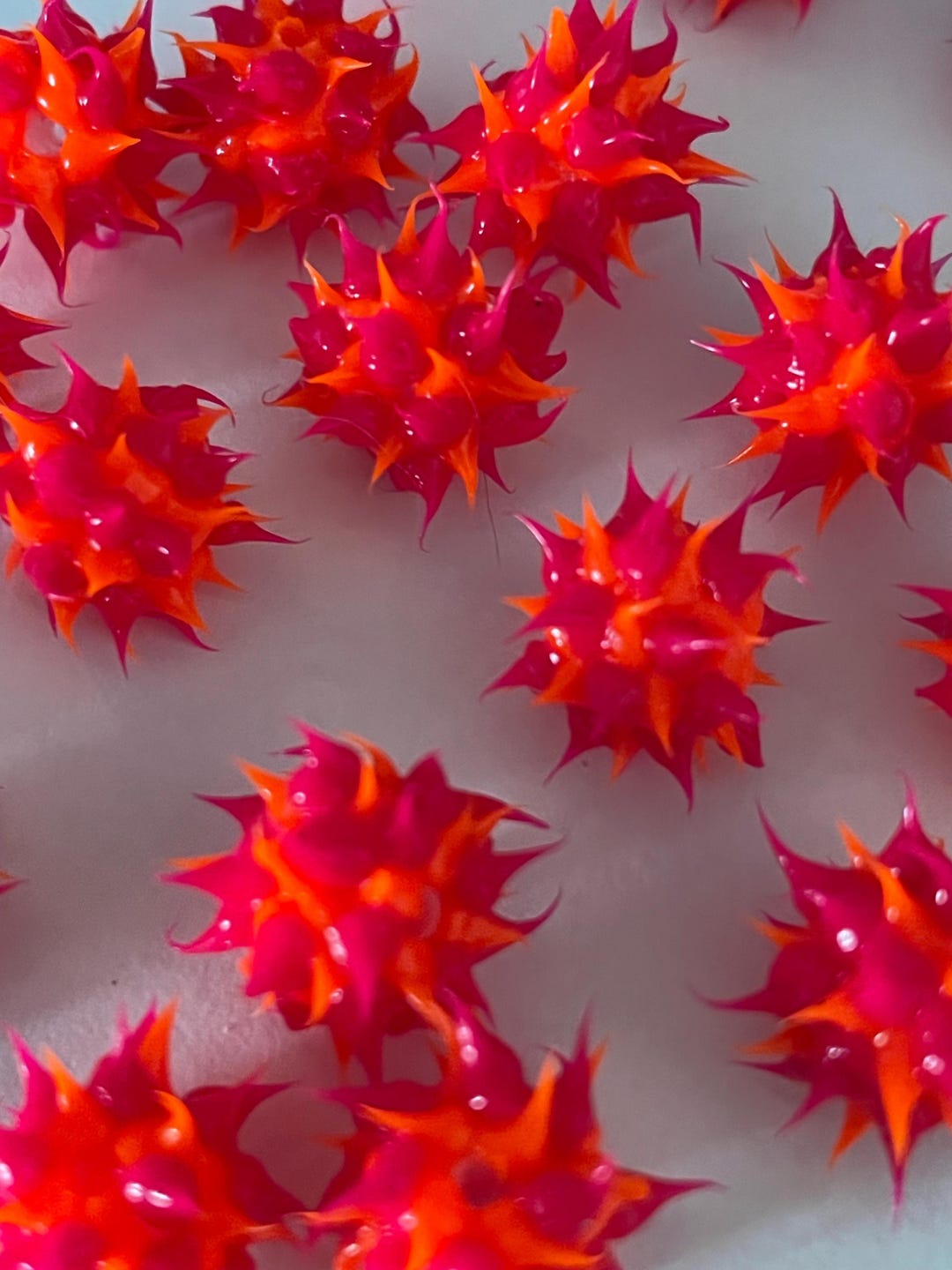Qty 5 Pink/orange 6mm-8mm Rubber Spike Beads, Silicone Spike Beads ...