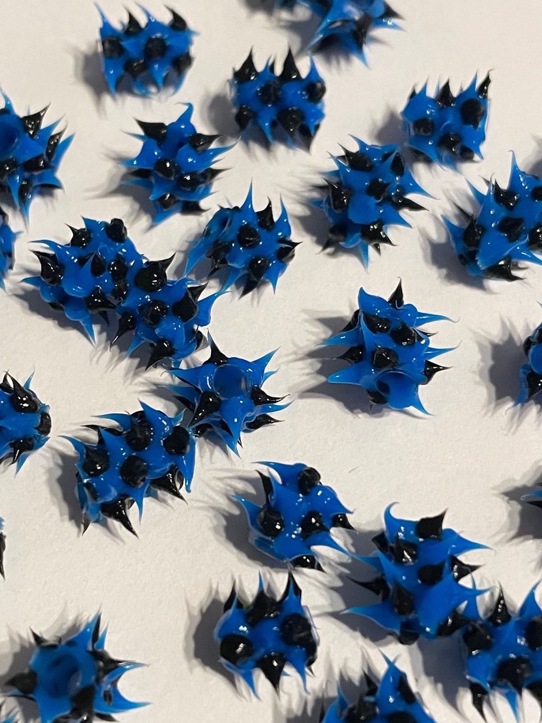 Qty 10 Piece Blue and Black Mix Sizes Rubber Spikes Tube Beads - Etsy