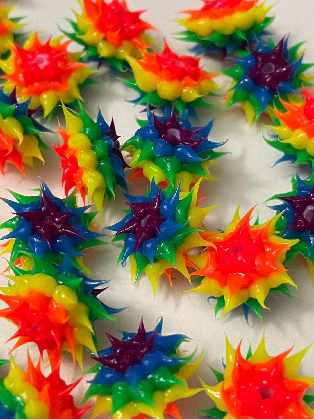 Qty 10 Piece Rainbow 10mm Rubber Spike Beads,silicone Spike Beads ...