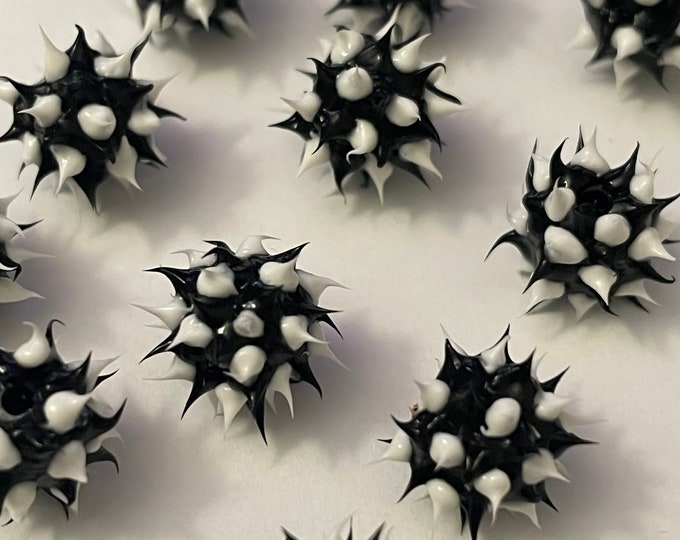 Qty 5 Piece 6mm Black and White Rubber Spike Beads,silicone Spike Beads ...