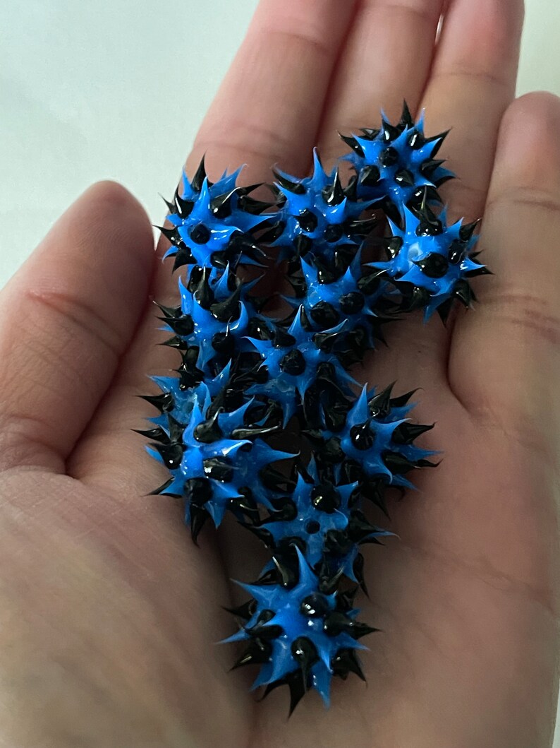 10-piece Set 10mm Blue and Black Rubber Spike Bead, Silicone Y2k Beads ...
