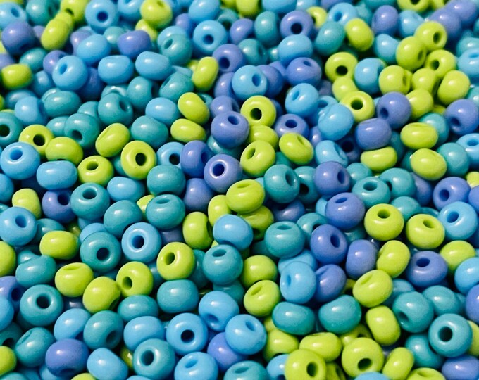 6/0 Opaque Blue and Green Czech Seed Beads Assorted Mix - Loose Seed ...