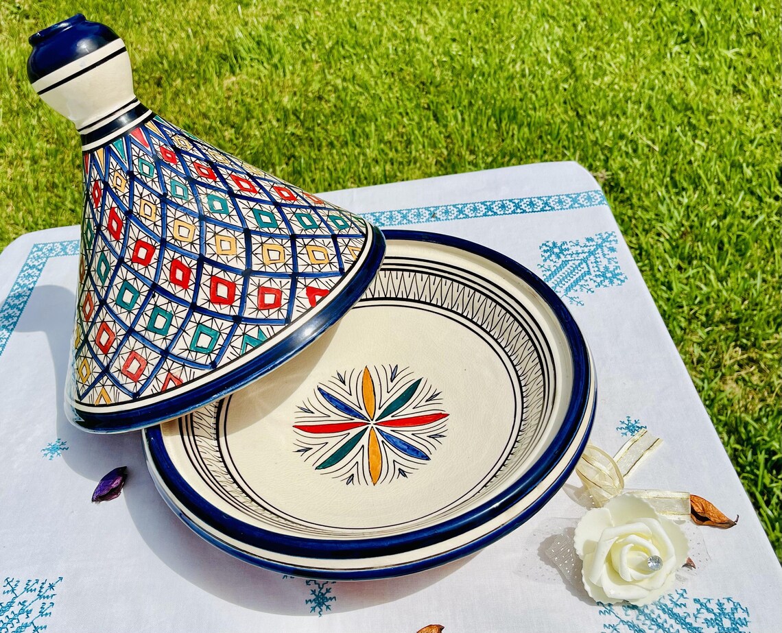 Large Moroccan Ceramic Tagine, Hand-painted Tajine, Handmade Tajine for ...