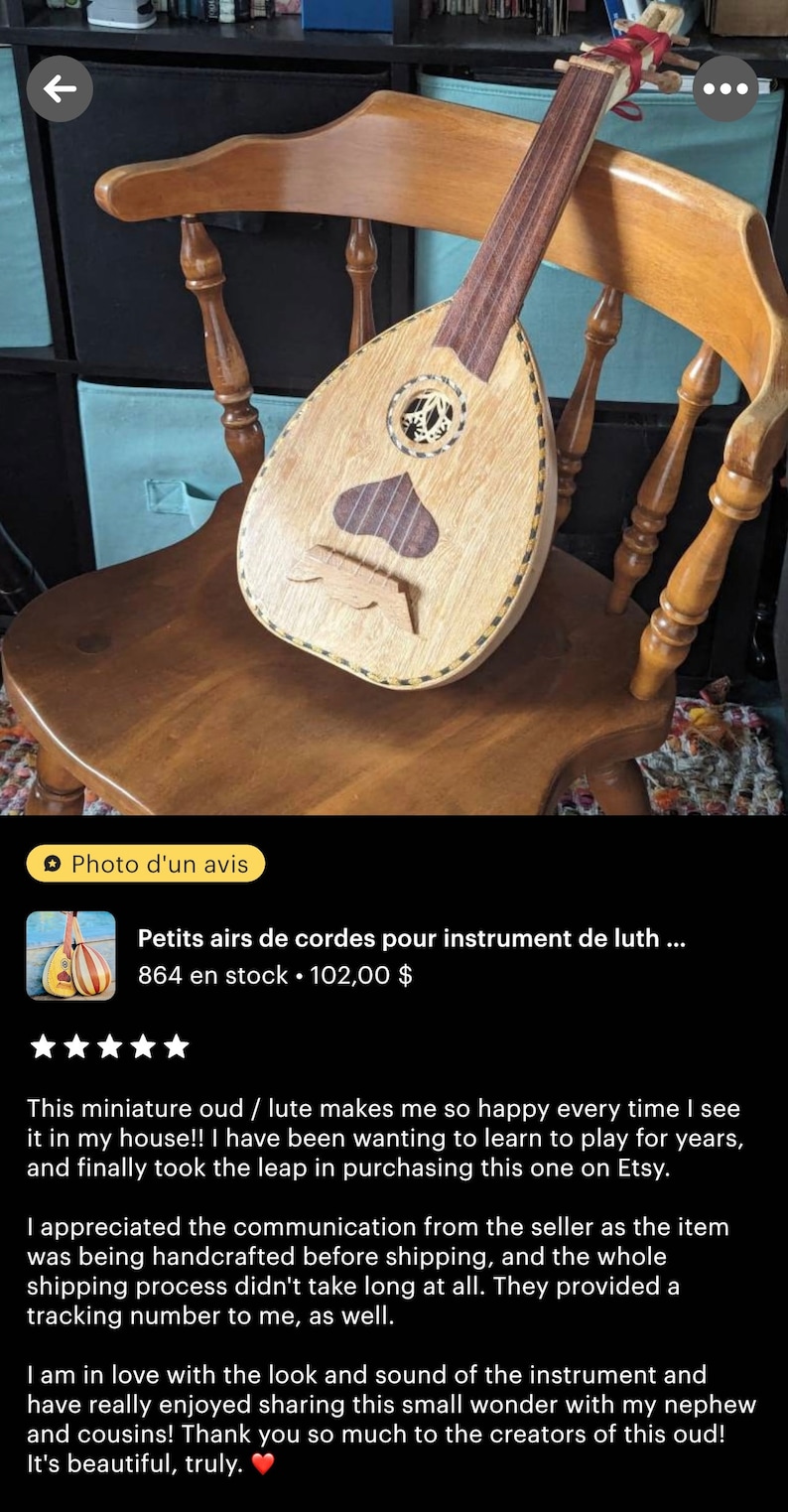 Lute Oud Music Instrument With 5 Strings Tunes Plus Case, Musical ...