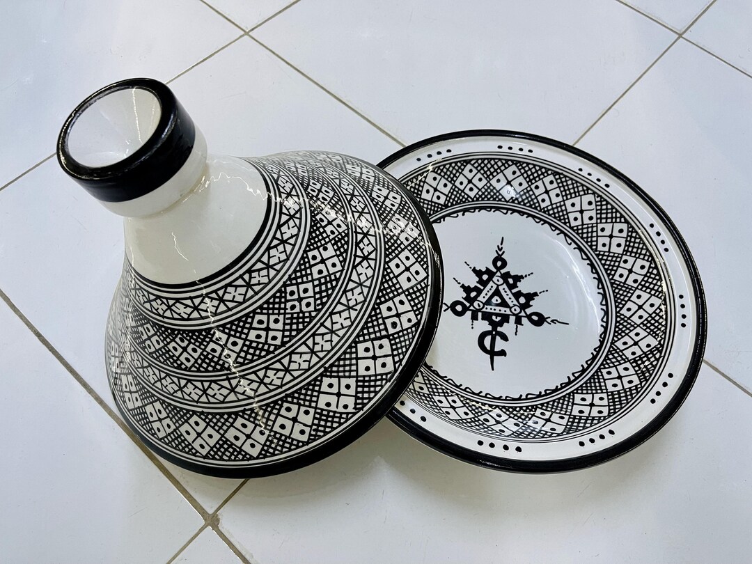 Large Moroccan Clay Tagine for Cooking and Serving | Hand Painted in ...