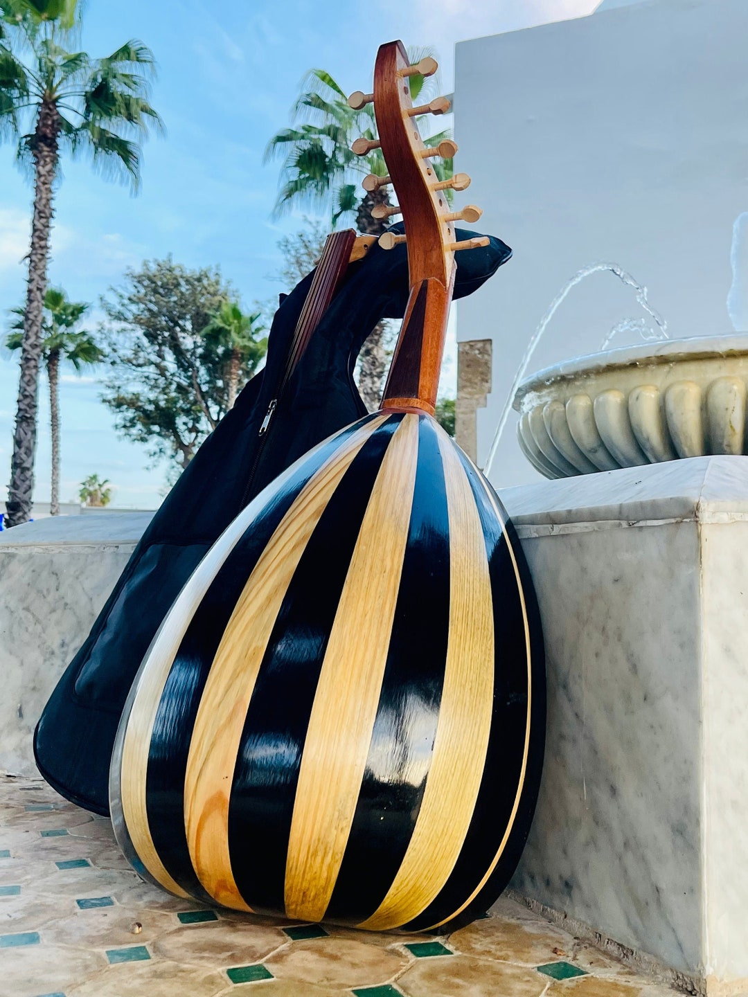 Large Lute Oud Musical Instrument, Handmade Lute Bag,11-strings Tunes ...