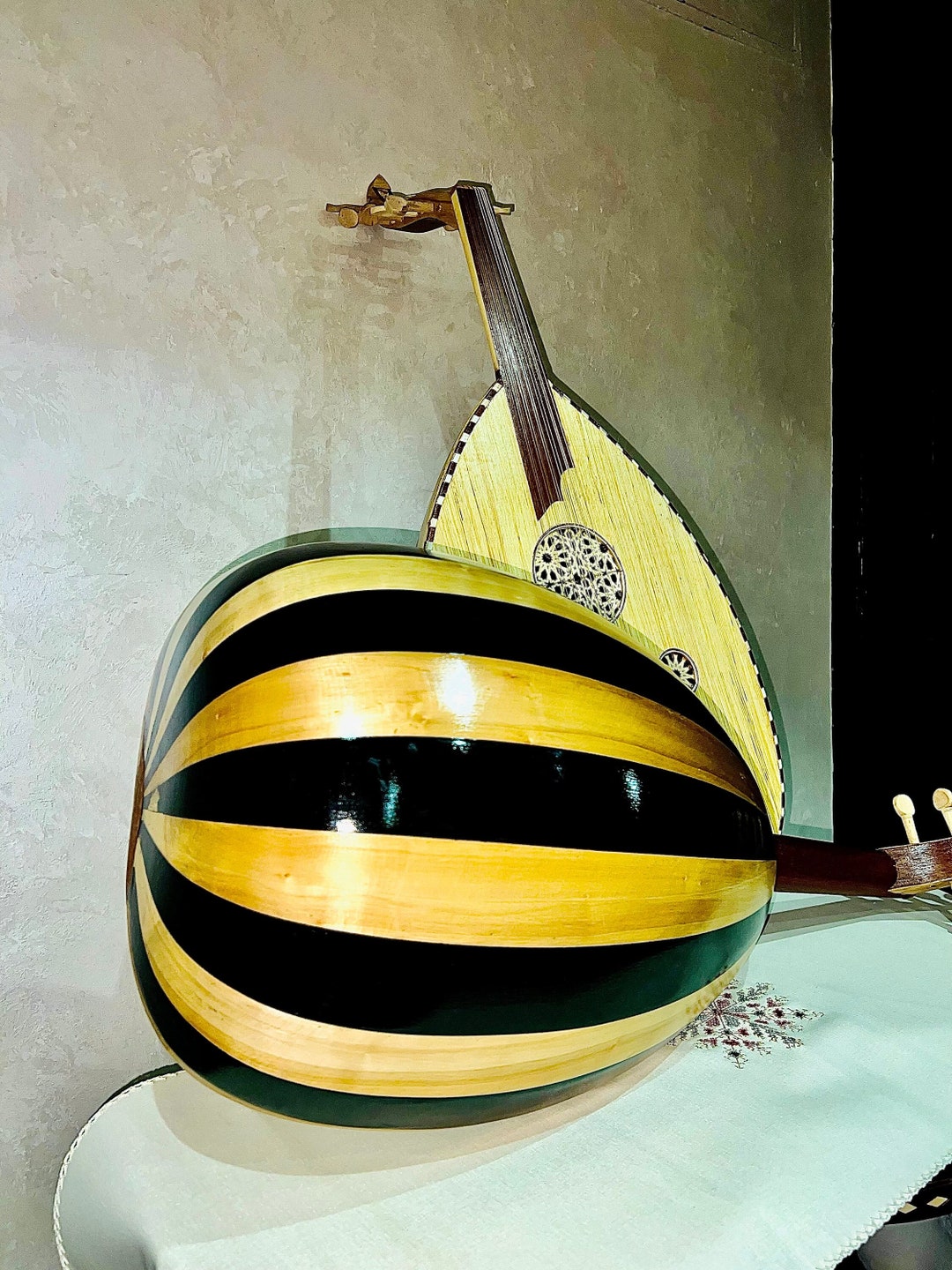 Large Lute OUD Wood Musical Instrument, 11 Strings Tunes Handmade ...