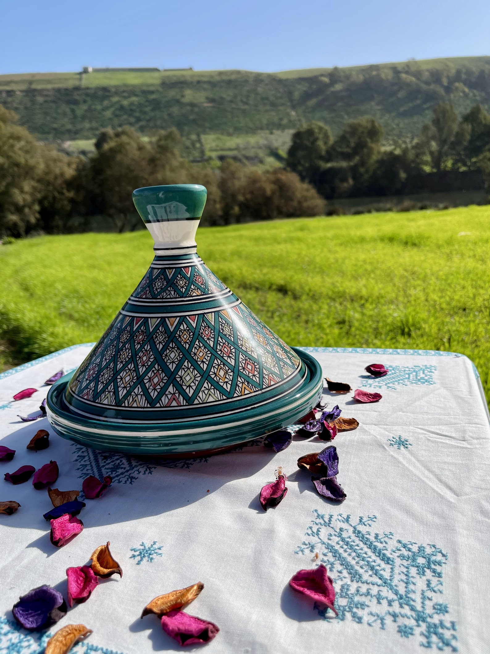 Moroccan Ceramic Tagine for Cooking and Serving, Hand Painted Tajine ...