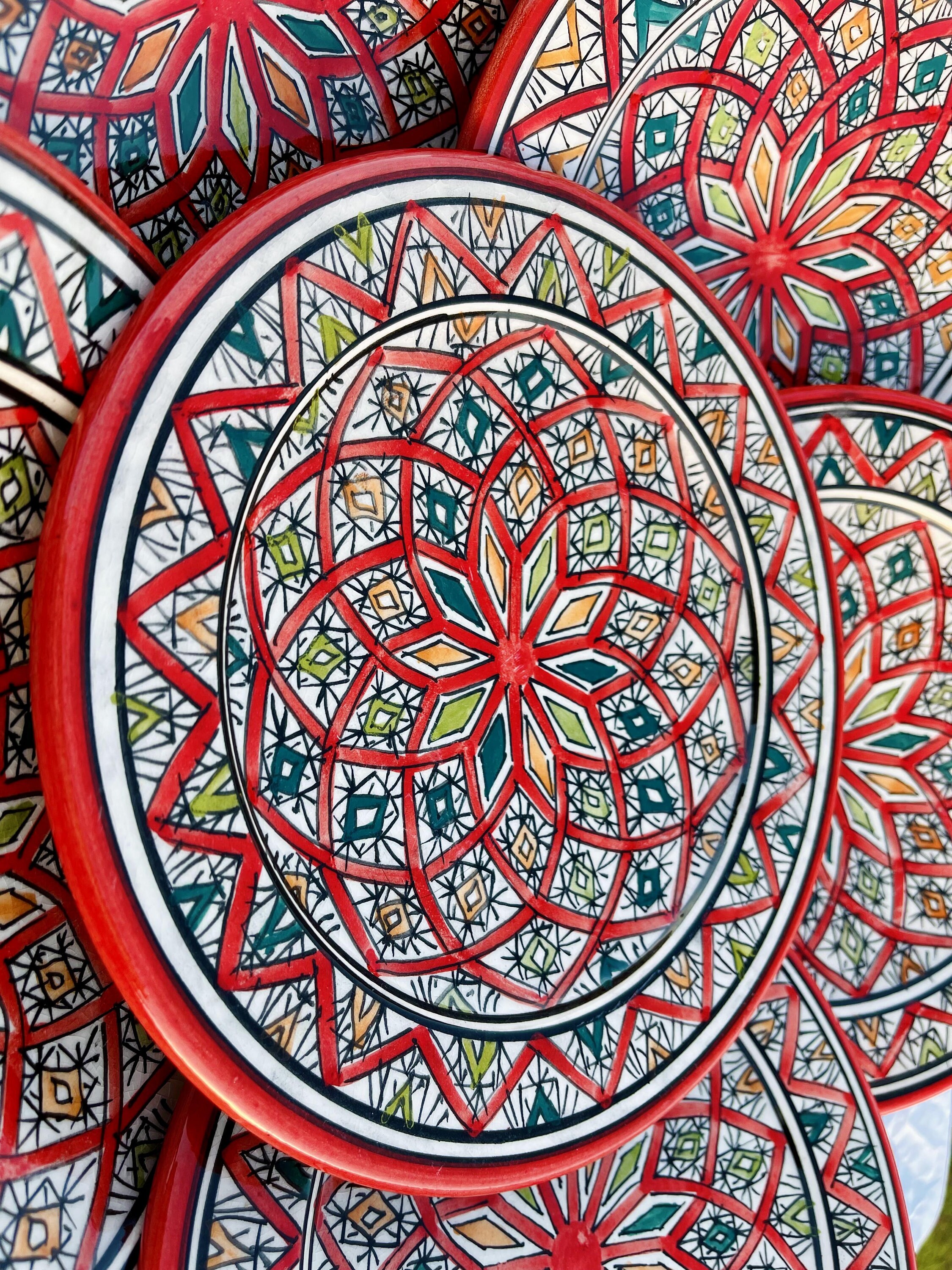 Set of 6 Red Moroccan Ceramic Plates Dinner Plates Handmade - Etsy