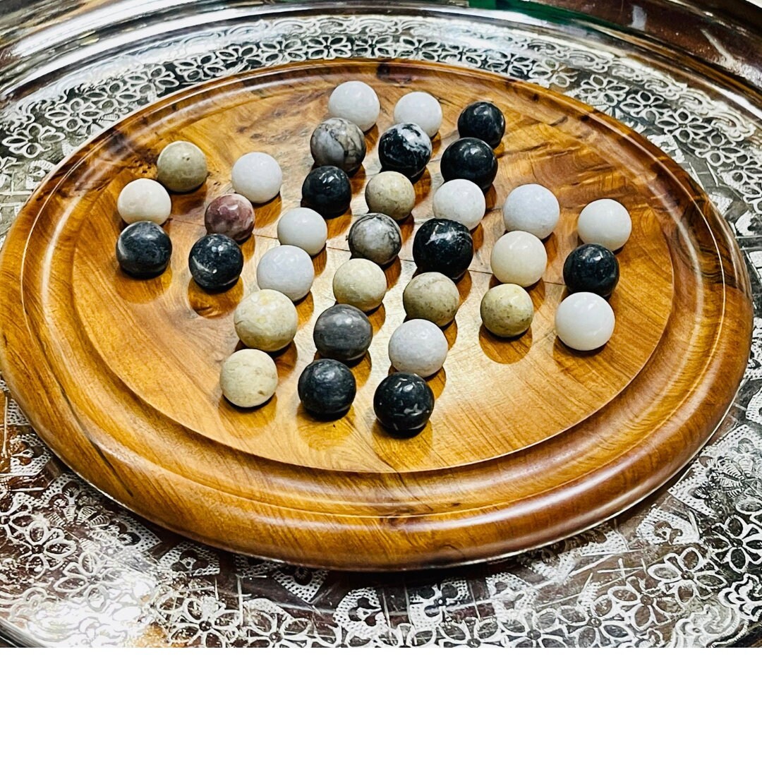 Marble Solitaire Game Handmade Moroccan Thuya Wood, Large Beautiful ...