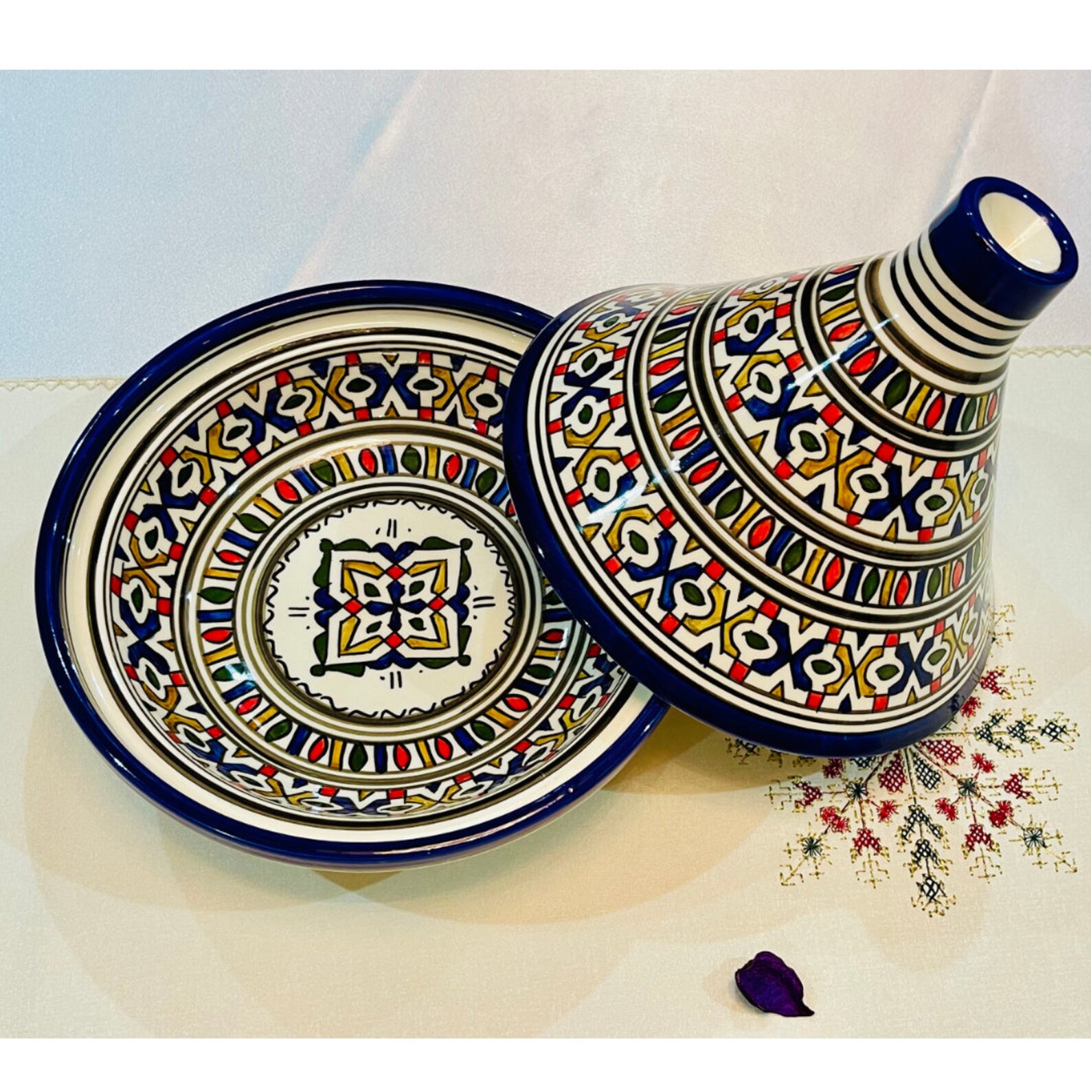 Hand-painted Moroccan Tagine, Cooking & Serving Pot, Handmade Tagine ...